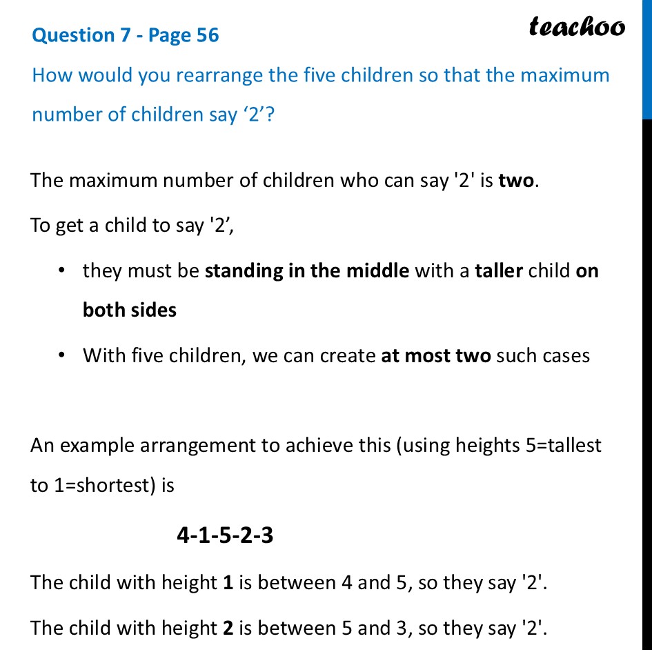 How would you rearrange the five children so that the maximum number