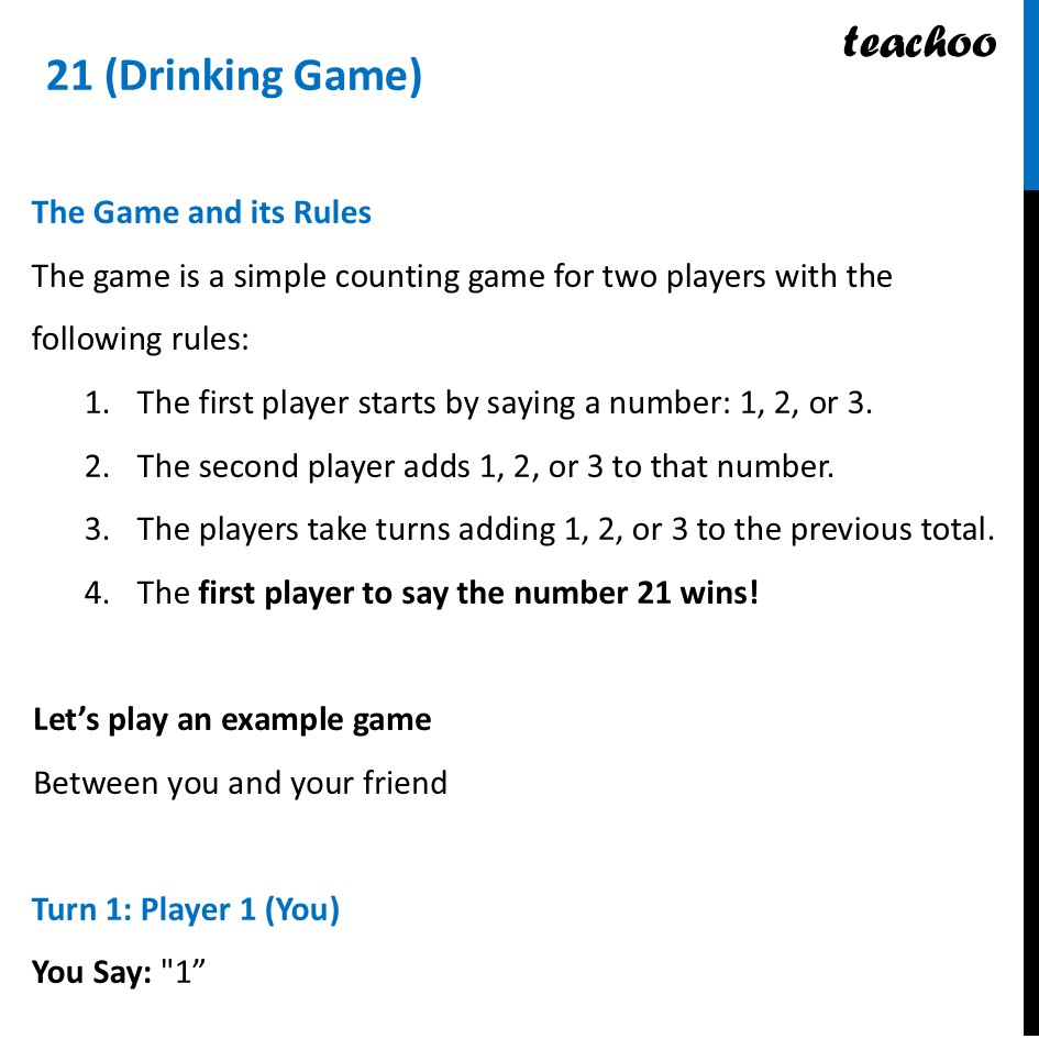 [Class 6] 21 Drinking Game – Rules & Strategy - Number Play Class 6