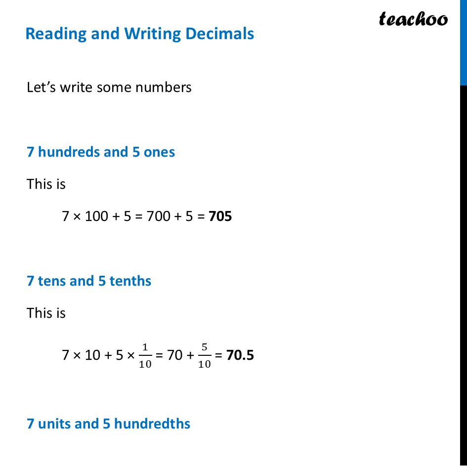Reading and Writing Decimals - with 5+ examples - Teachoo