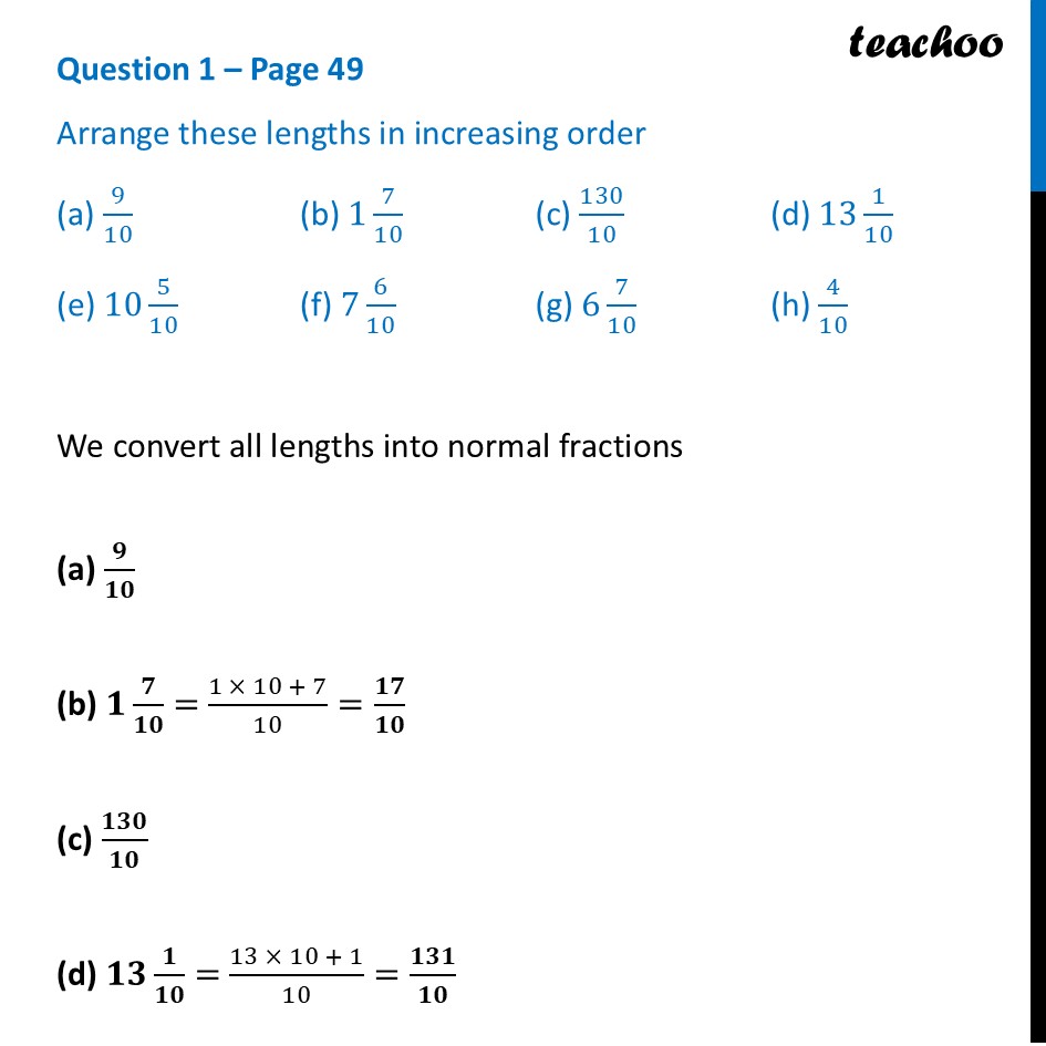 [Class 7 Maths ] Arrange these lengths in increasing order - Teachoo