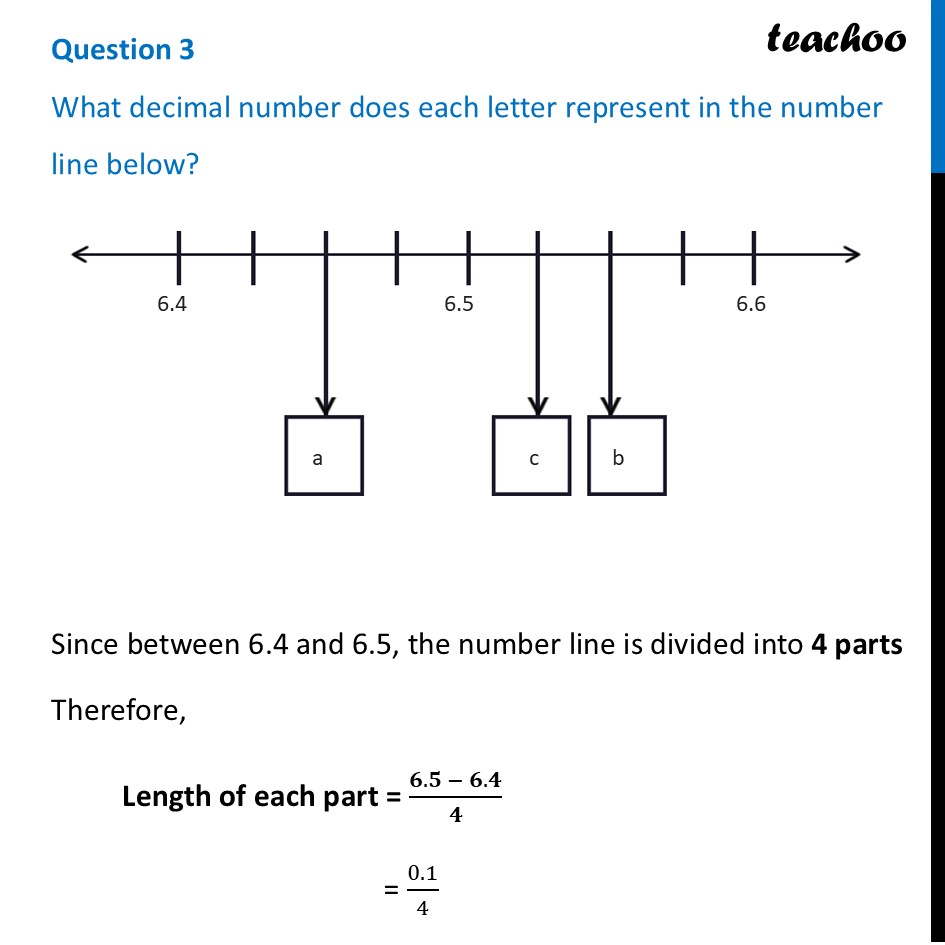 What decimal number does each letter represent in the number line...
