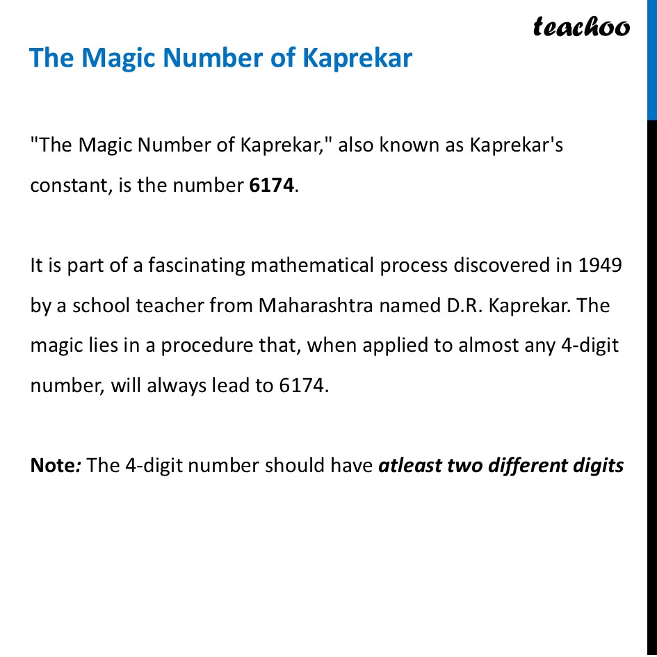 The Magic Number of Kaprekar - Definition, How to find - Teachoo