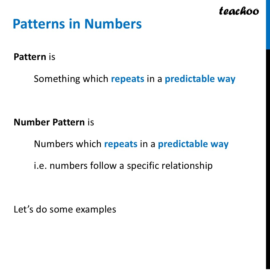 Patterns in numbers - Patterns in Numbers