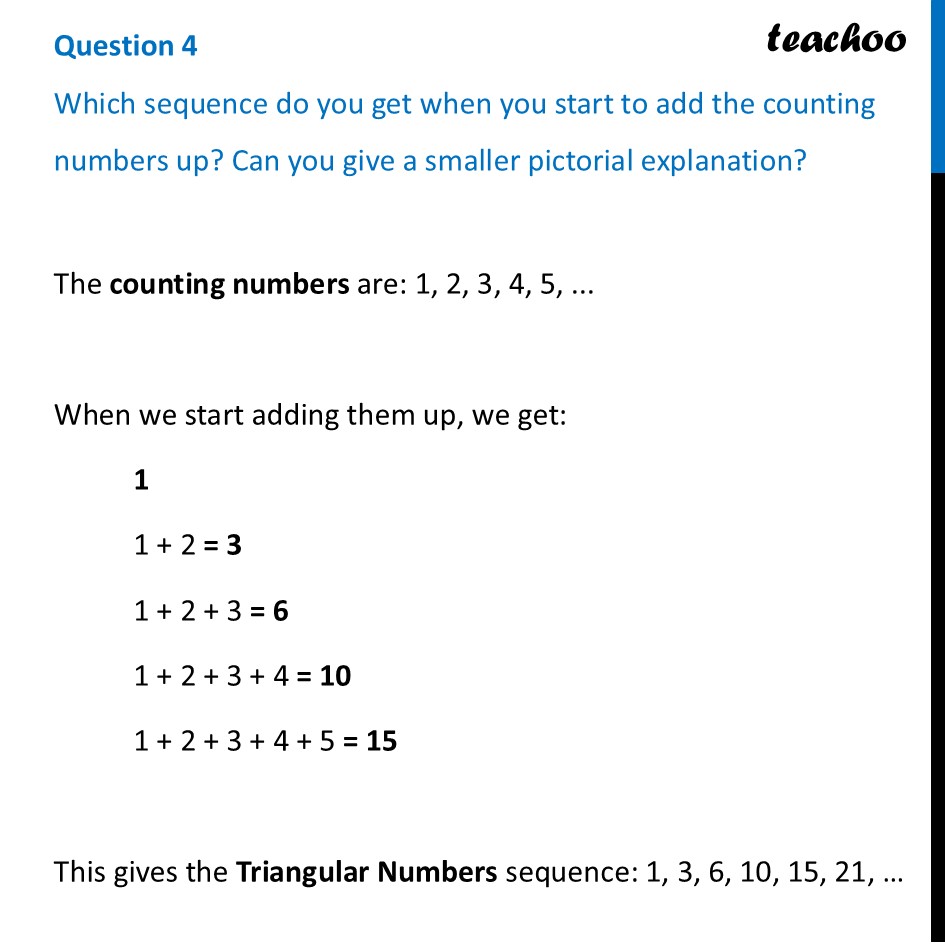 Which sequence do you get when you start to add the counting numbers