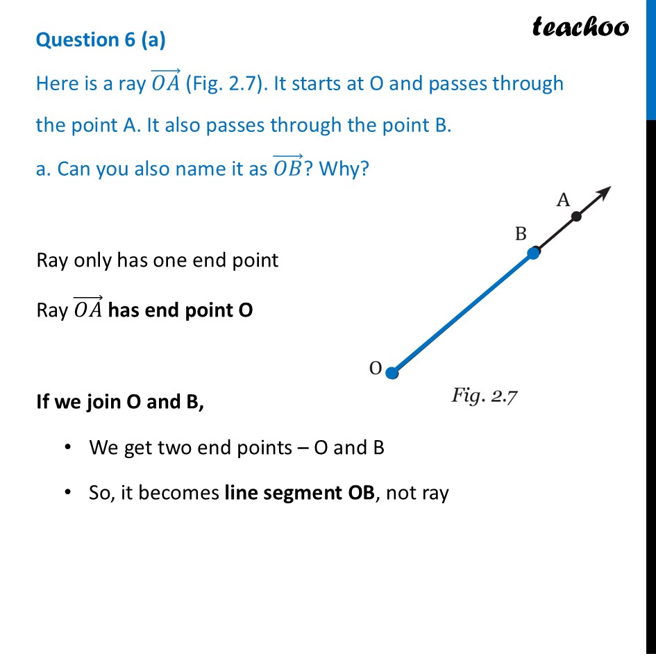 [Class 6] Here is a ray OA (Fig. 2.7) It starts at O an passes through