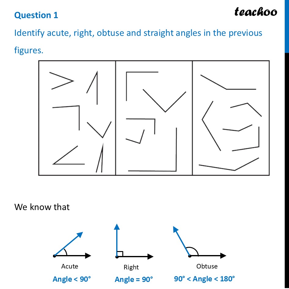 [Class 6] Identify acute, right, obtuse and straight angles in the