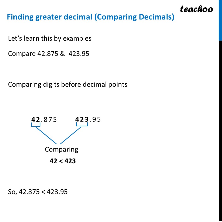 Finding greater decimal (without using number line) - Teachoo Maths