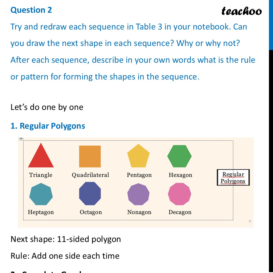 [Class 6] Try and redraw each sequence in Table 3 in your notebook