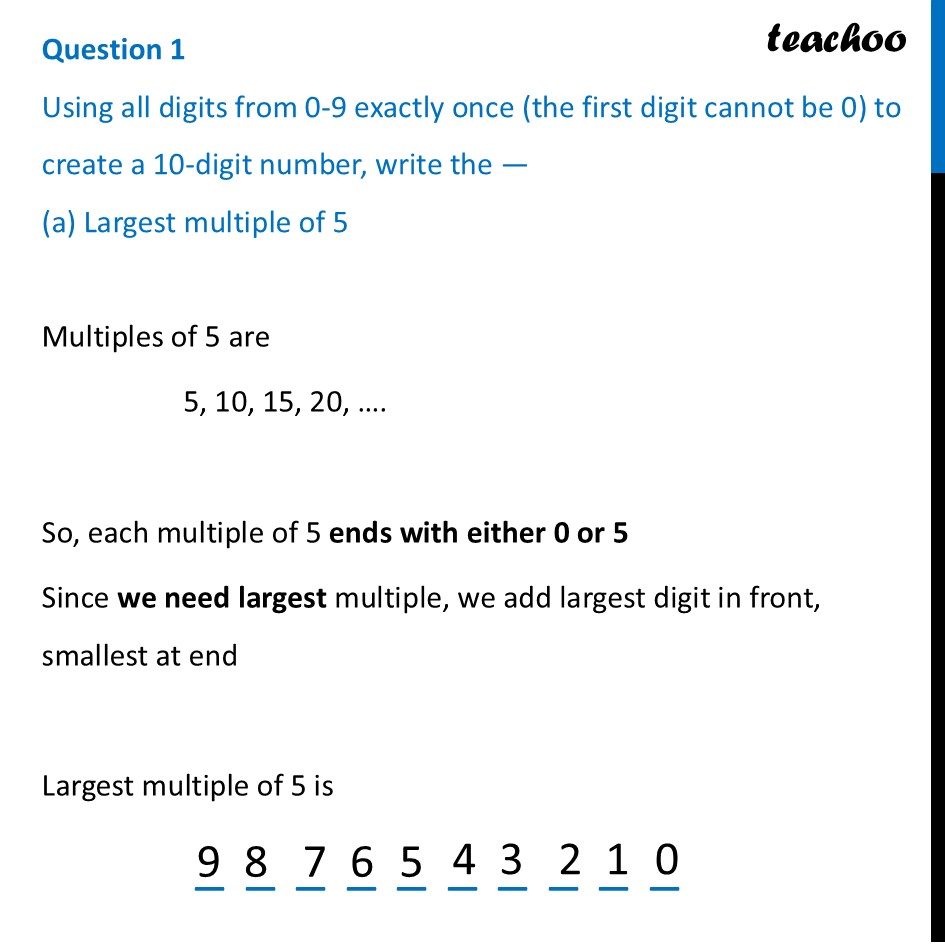 Using all digits from 0 – 9 exactly once (the first digit cannot be 0)