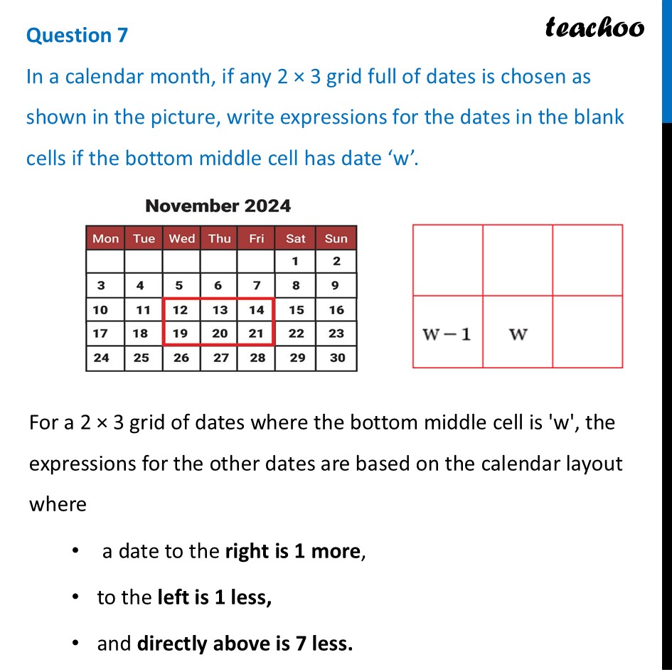 In a calendar month, if any 2 × 3 grid full of dates is chosen as