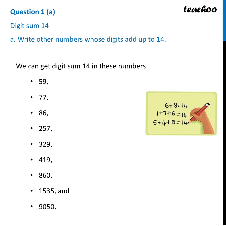 Digit sum 14 - a. Write other numbers whose digits add up to 14.
