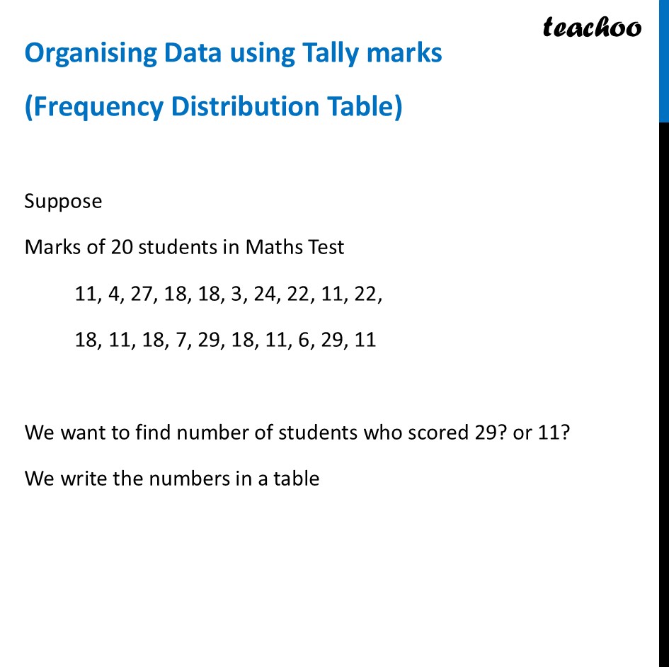 How to make Frequency Distribution Table using Tally marks - Teachoo