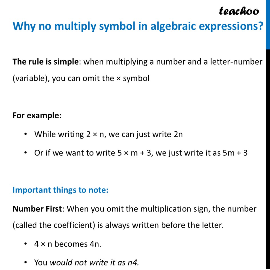 Why no multiply symbol in algebraic expressions? - Ganita Prakash