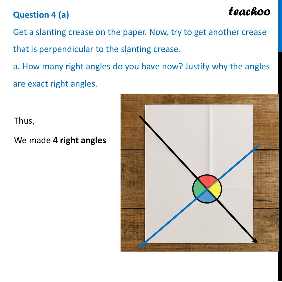 Get a slanting crease on the paper. Now, try to get another crease