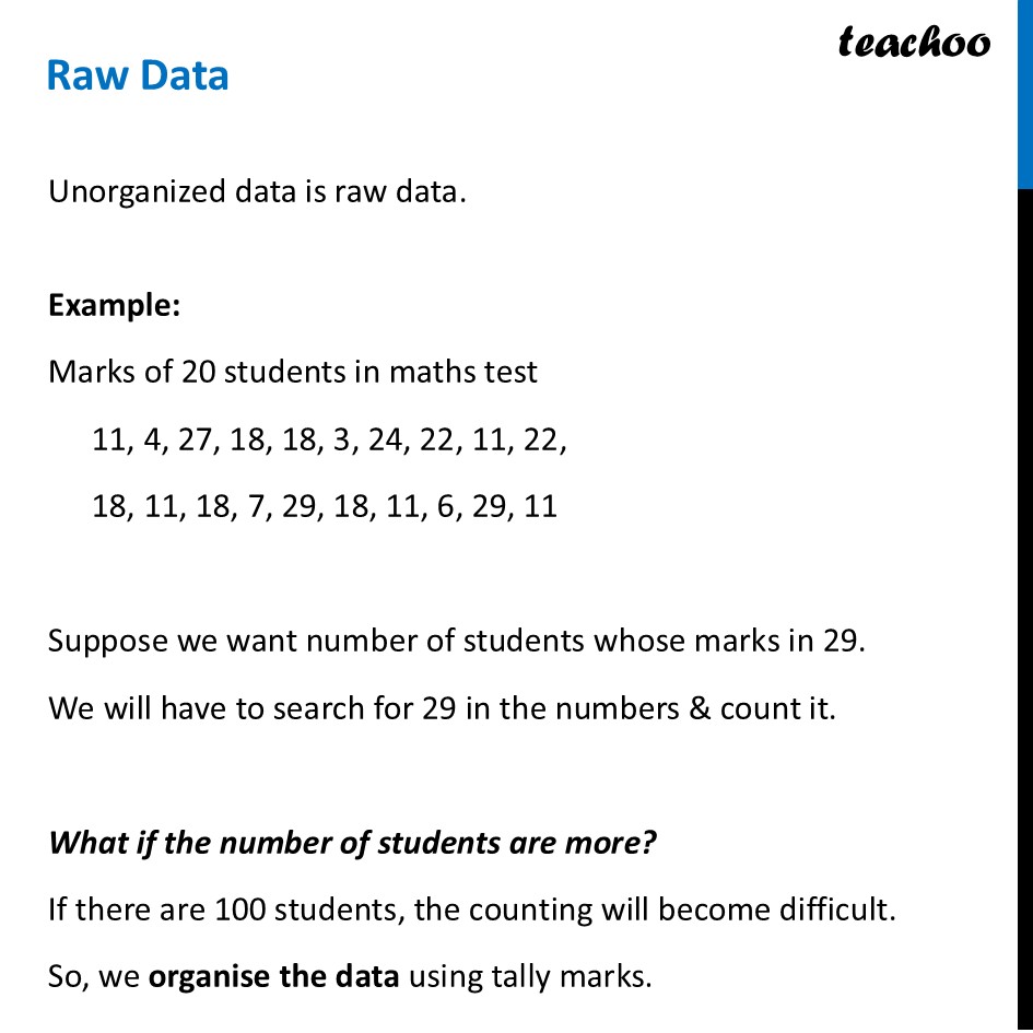 What is Raw data? - Definition with Examples - Teachoo - Tally Marks