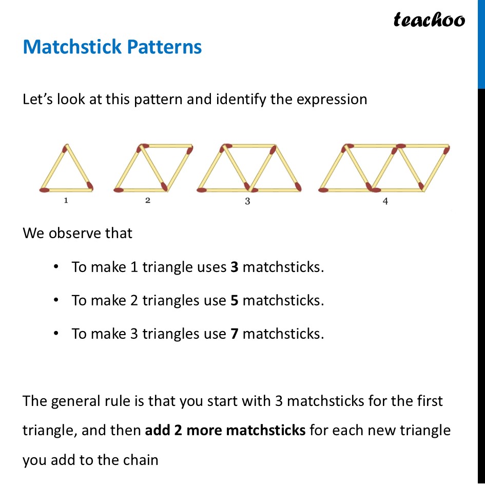 Matchstick patterns - Worksheets, Formula [Ganita Prakash Class 7]